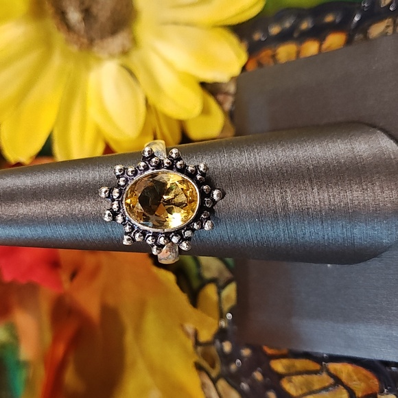 925 Silver | Jewelry | Citrine Glass Gemstone 925 Silver Ring Size 7 ...